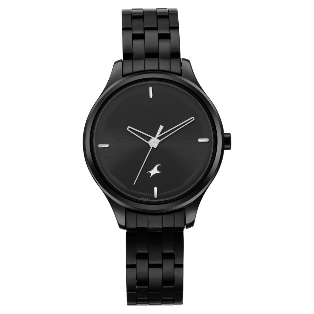 Buy Online Fastrack Stunners Quartz Analog Black Dial Metal Strap Watch ...