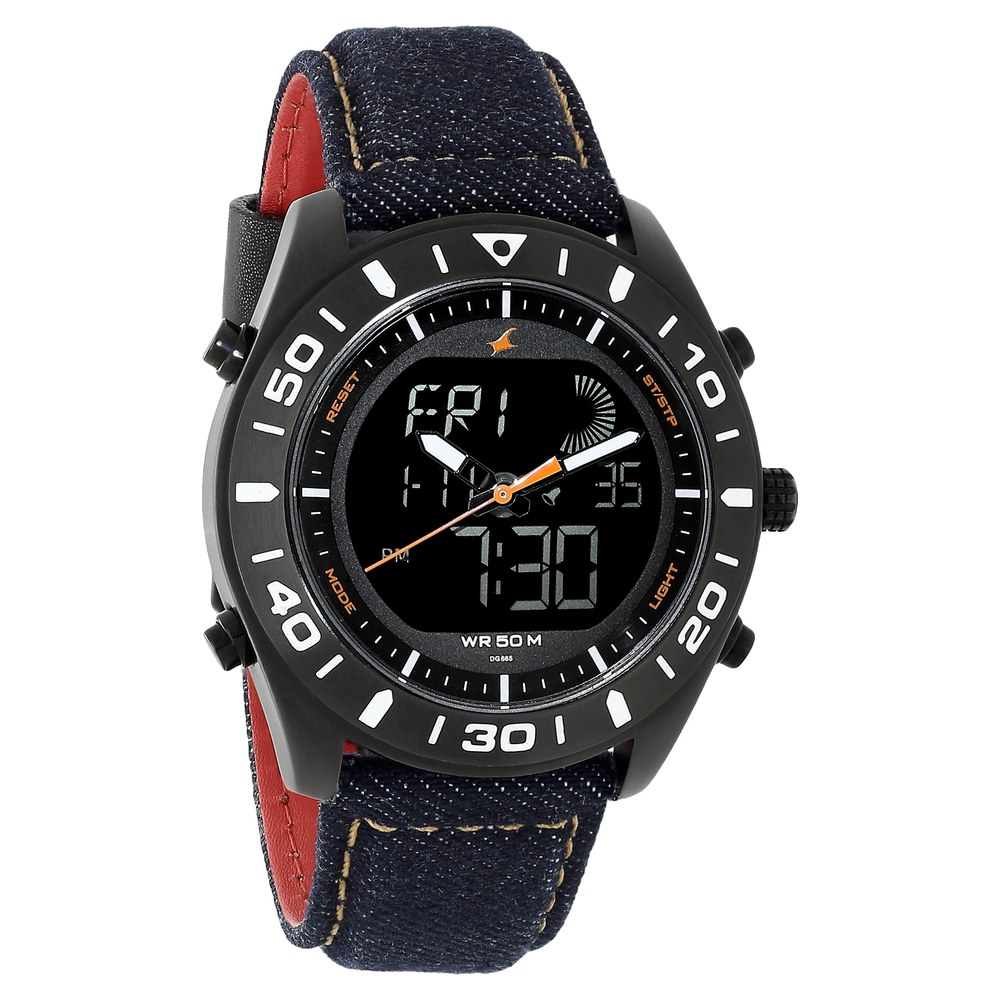 Buy Online Fastrack Denim Quartz Analog Digital Black Dial Denim Strap ...