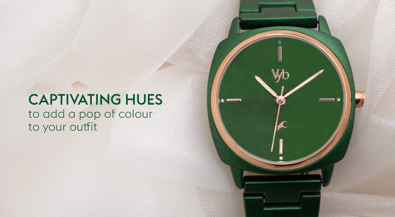 Buy Online Fastrack Vyb Slayer Quartz Analog Green Dial Metal Strap ...