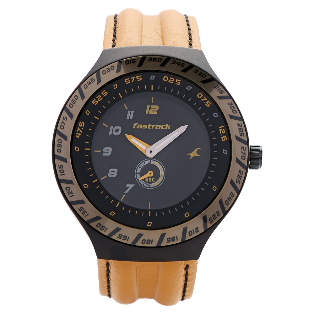 Buy Online Fastrack Quartz Analog Black Dial Leather Strap Watch for ...