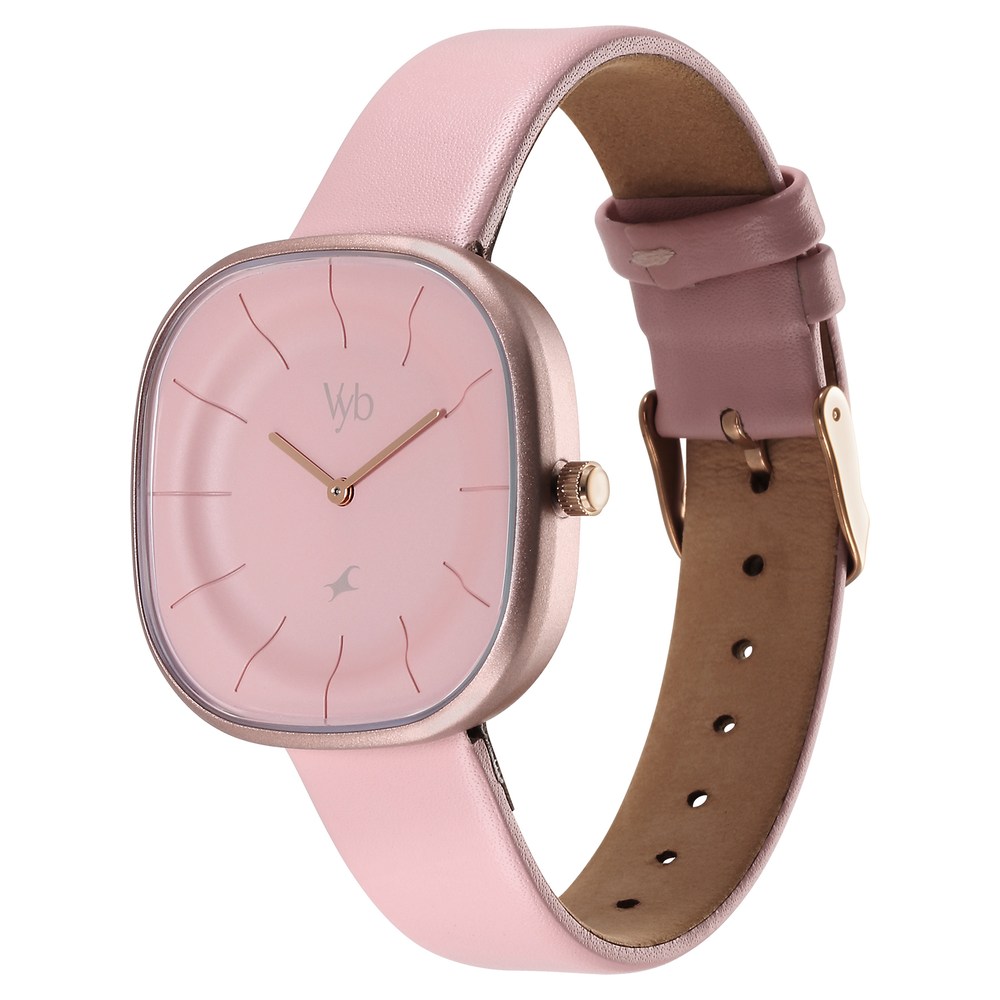 Buy Online Fastrack Vyb Successor Quartz Analog Pink Dial Leather Strap ...