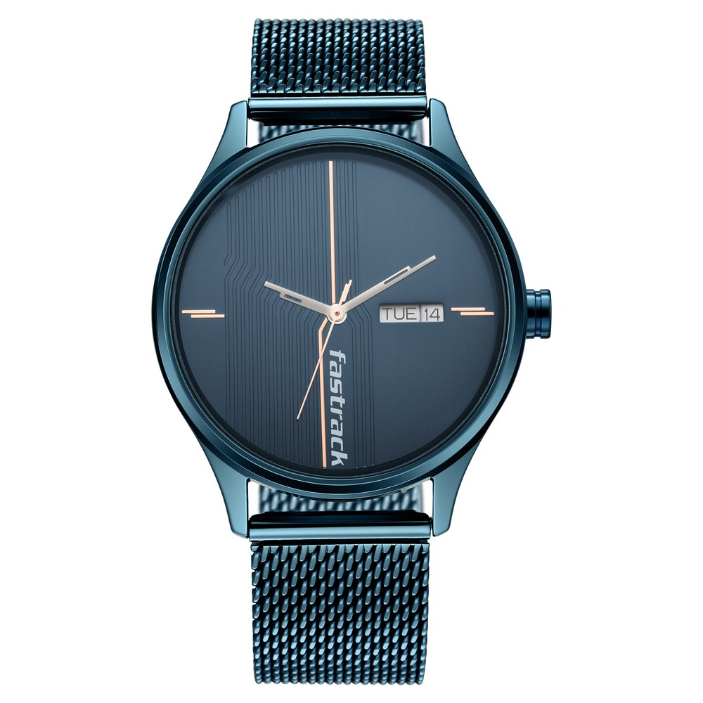 Buy Online Fastrack Style Up Quartz Analog with Day and Date Blue Dial ...