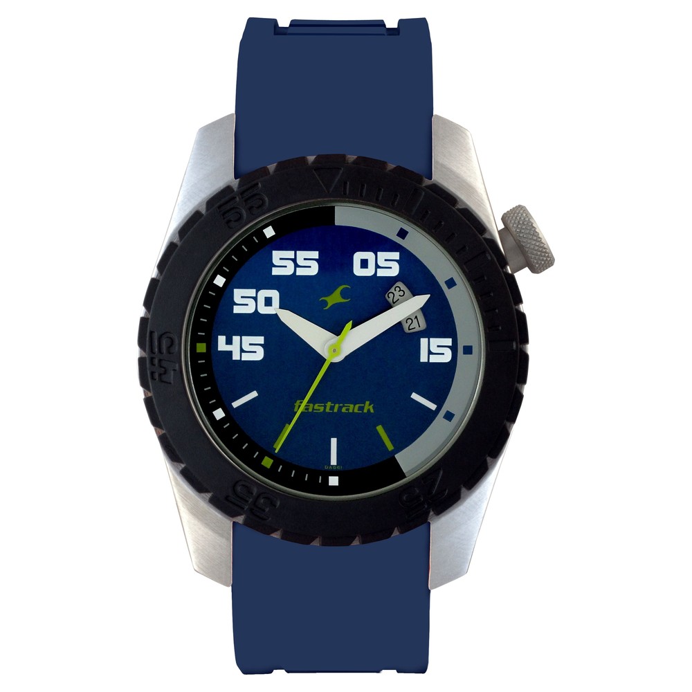 Buy Online Fastrack Quartz Analog with Date Blue Dial Plastic Strap ...