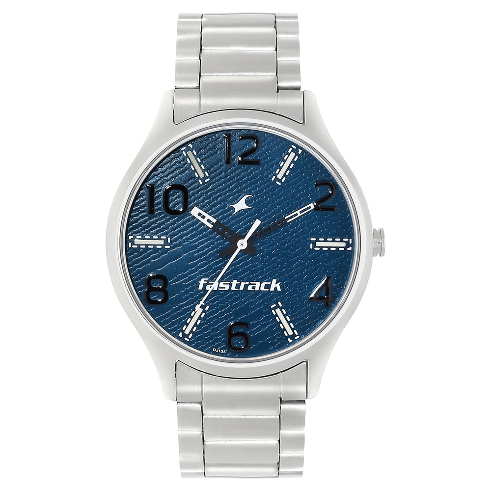 Buy Online Fastrack Denim Quartz Analog Blue Dial Stainless Steel Strap ...