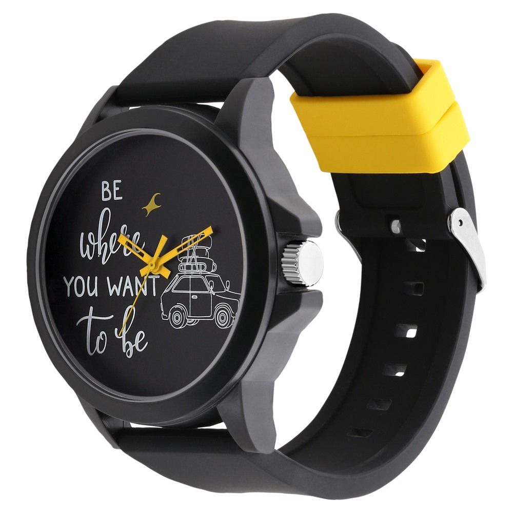 Buy Online Fastrack Quartz Analog Black Dial Silicone Strap Watch for ...