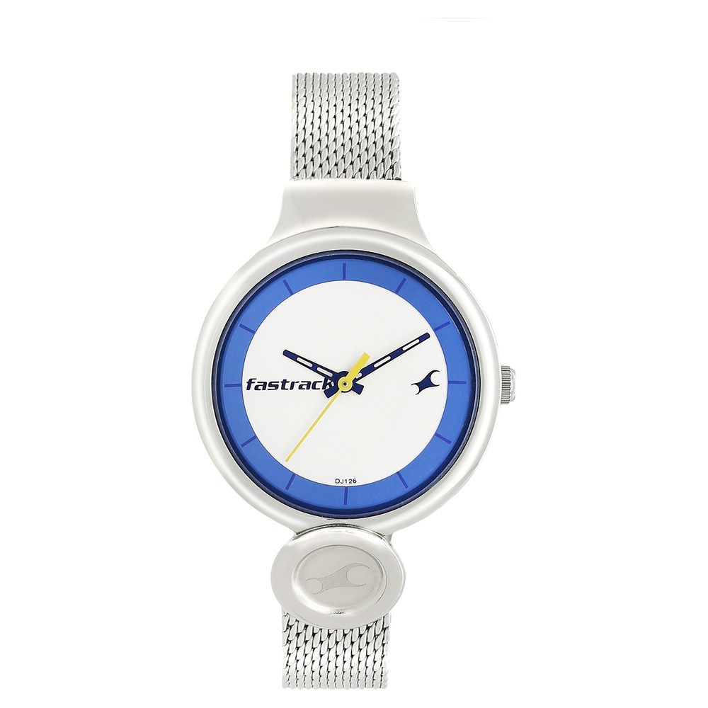 Buy Online Fastrack Denim Quartz Analog White Dial Stainless Steel ...