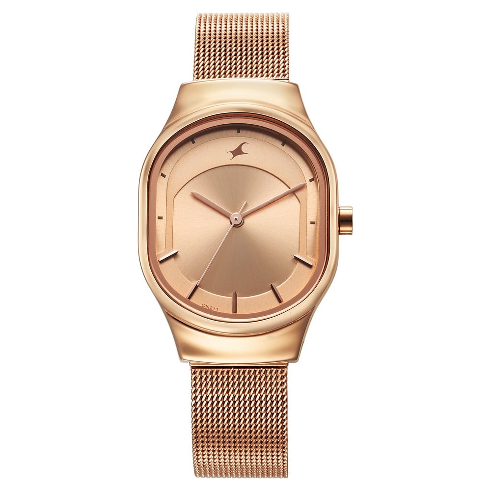 Buy Online Fastrack Snob X Rose Gold Dial Stainless Steel Strap Watch ...