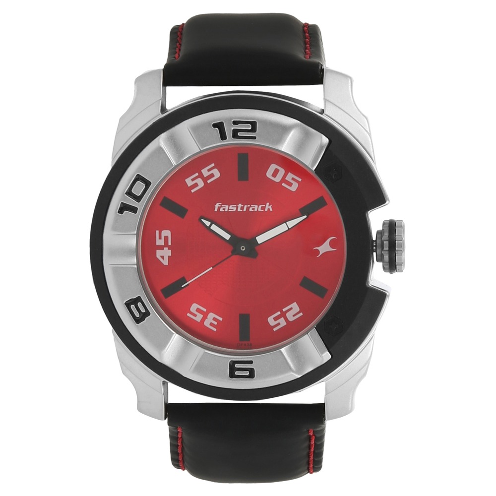 Buy Online Fastrack Motorheads Quartz Analog Red Dial Leather Strap ...