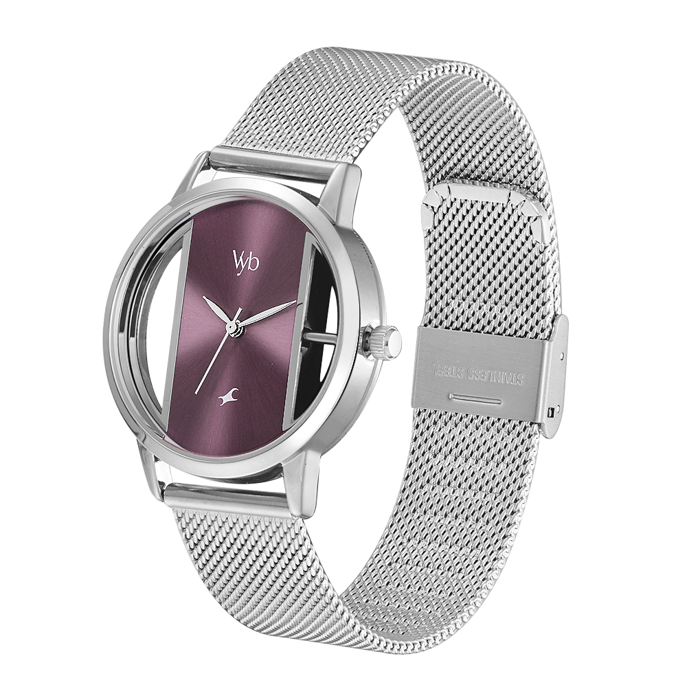 Buy Online Fastrack Vyb Runway Quartz Analog Purple Dial Stainless ...