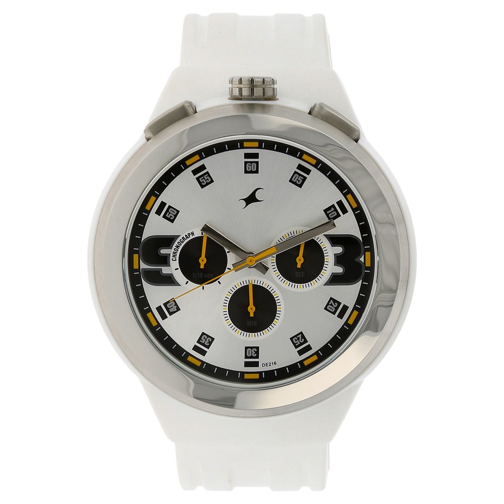 Buy Online Fastrack Quartz Chronograph Silver Dial Plastic Strap Watch ...
