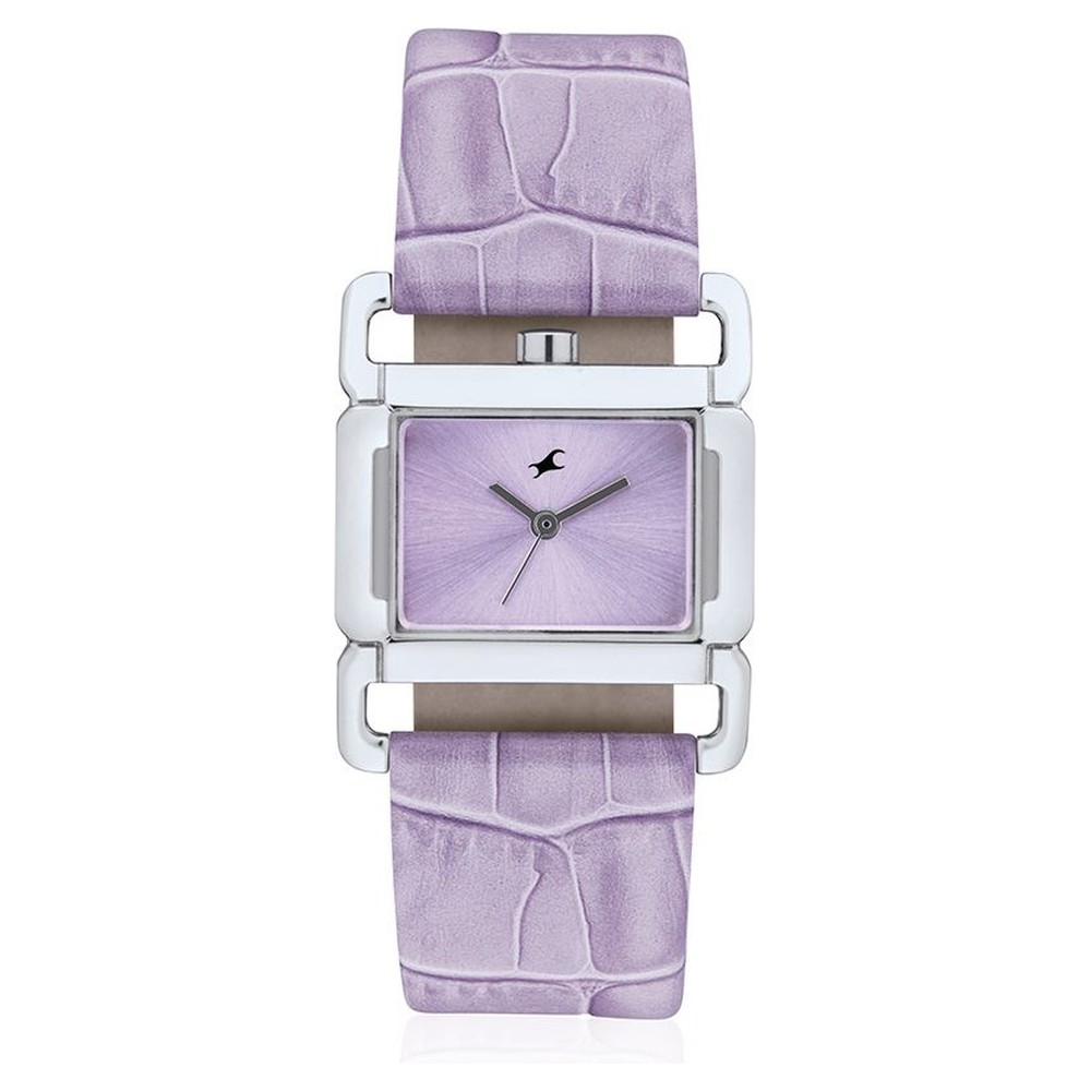 Buy Online Fastrack Quartz Analog Purple Dial Leather Strap Watch for ...