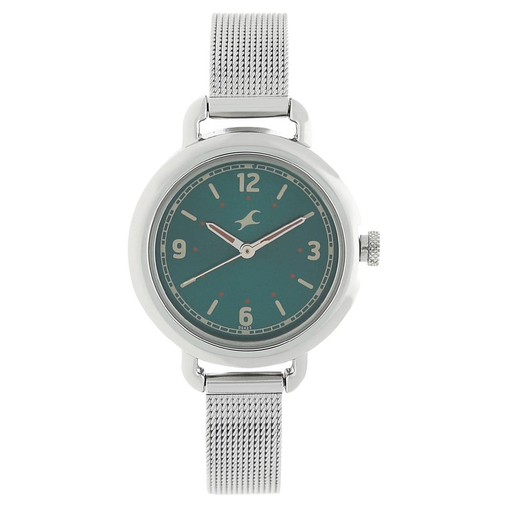 Buy Online Fastrack Bare Basics Quartz Analog Green Dial Stainless ...