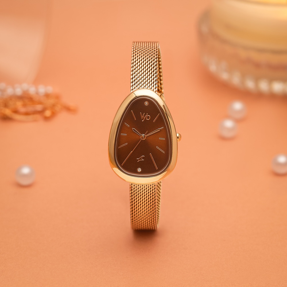 Buy Online Vyb Prodigy By Fastrack Quartz Analog Brown Dial Metal Strap ...