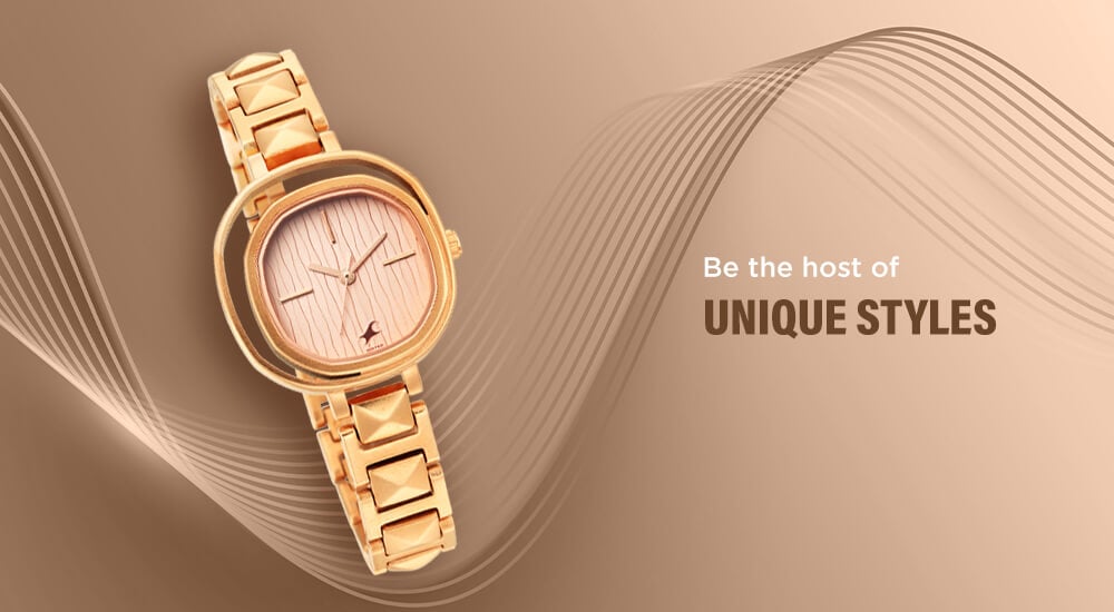 Buy Online Fastrack Opulence Quartz Analog Rose Gold Dial Metal Strap ...
