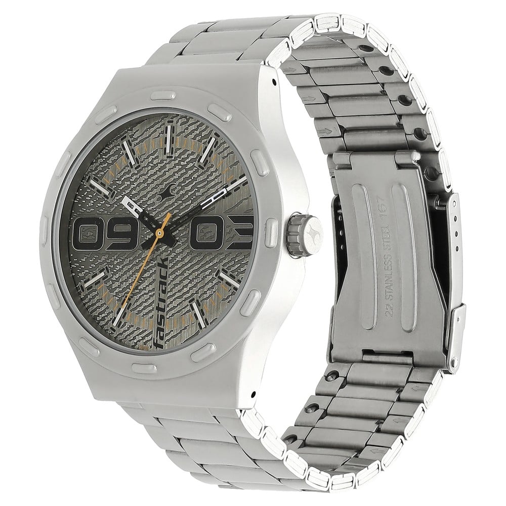 Buy Online Fastrack Denim Quartz Analog Silver Dial Stainless Steel ...