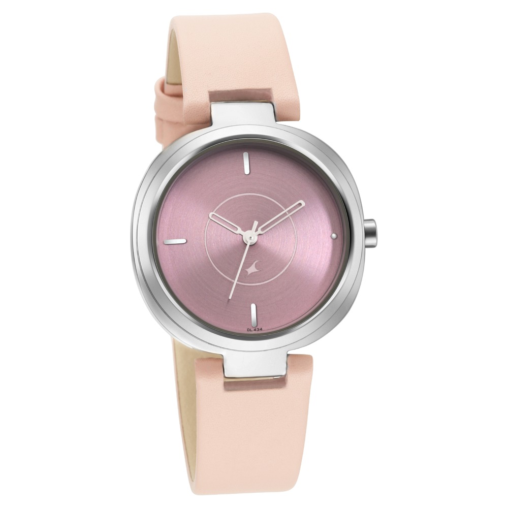 Buy Online Fastrack Stunners Quartz Analog Pink Dial Leather Strap ...