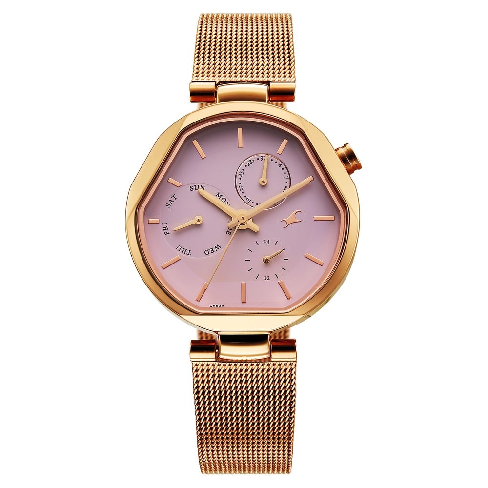 Buy Online Fastrack Tick Tock Quartz Multifunction Pink Dial Stainless ...