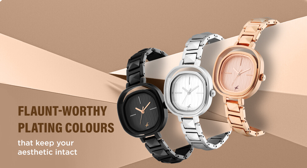 Buy Online Fastrack Opulence Quartz Analog Rose Gold Dial Metal Strap ...