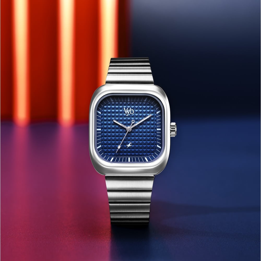 Buy Online Fastrack Vyb Maverick Quartz Analog Blue Dial Silver Metal ...