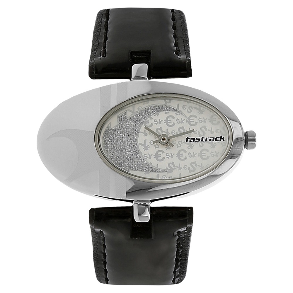 Buy Online Fastrack Quartz Analog Silver Dial Leather Strap Watch for ...