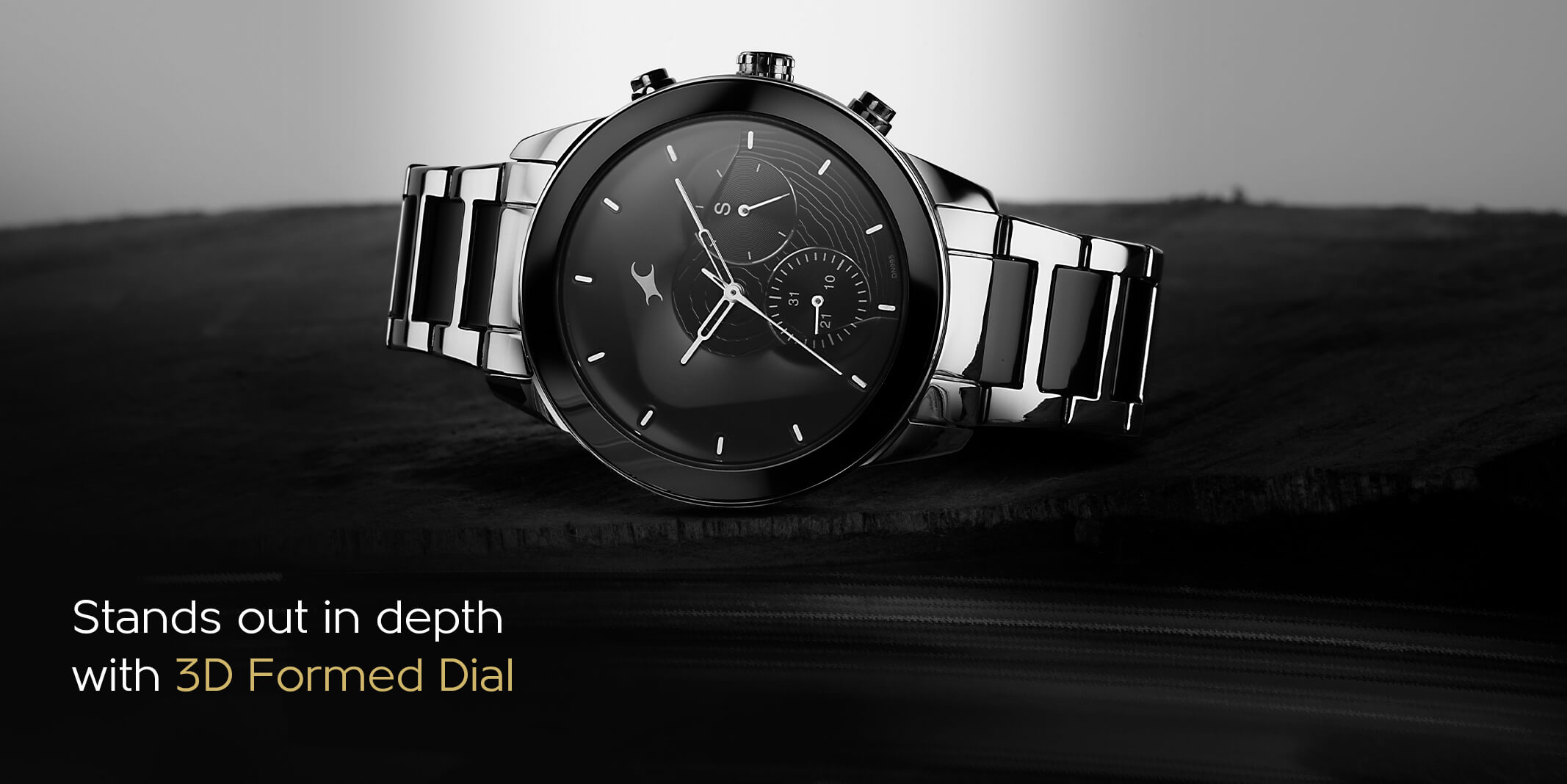 Buy Online Fastrack Cerame Quartz Multifunction Black Dial Steel ...