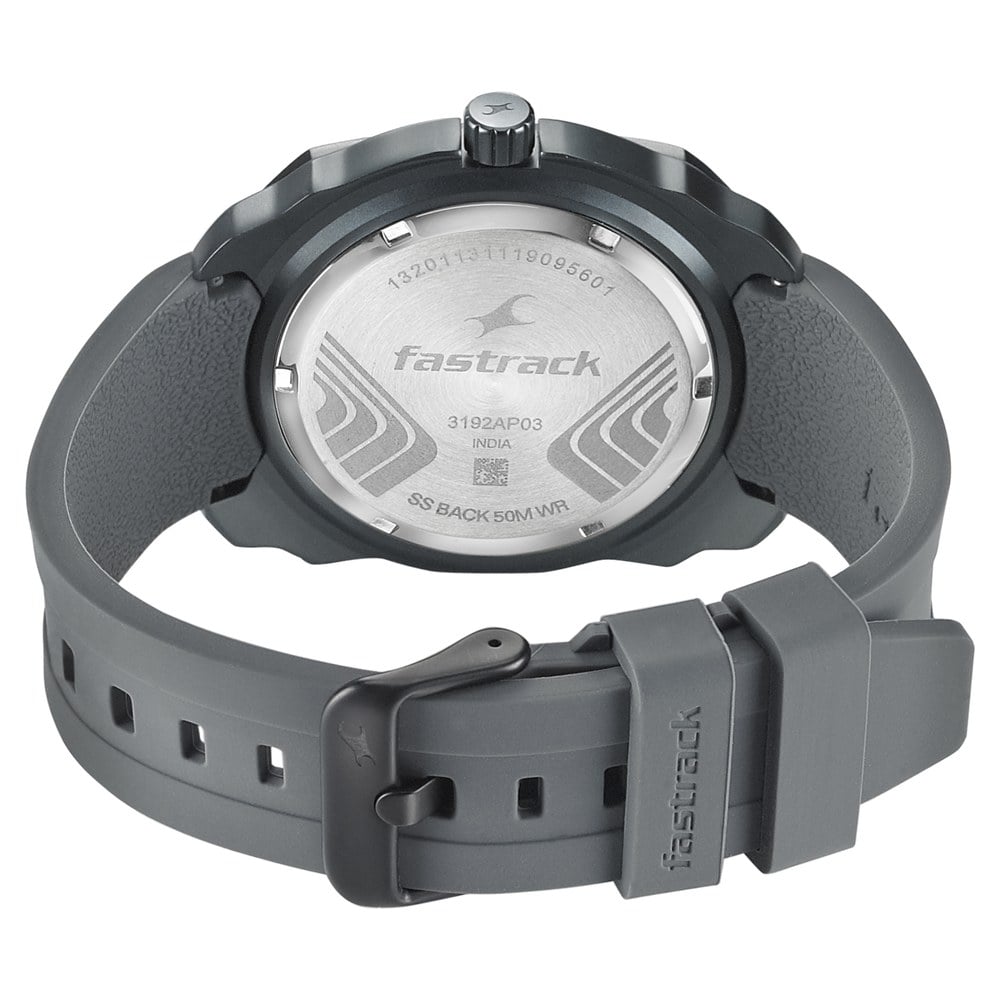 Buy Online Fastrack All Nighters Quartz Analog Grey Dial Silicone Strap ...