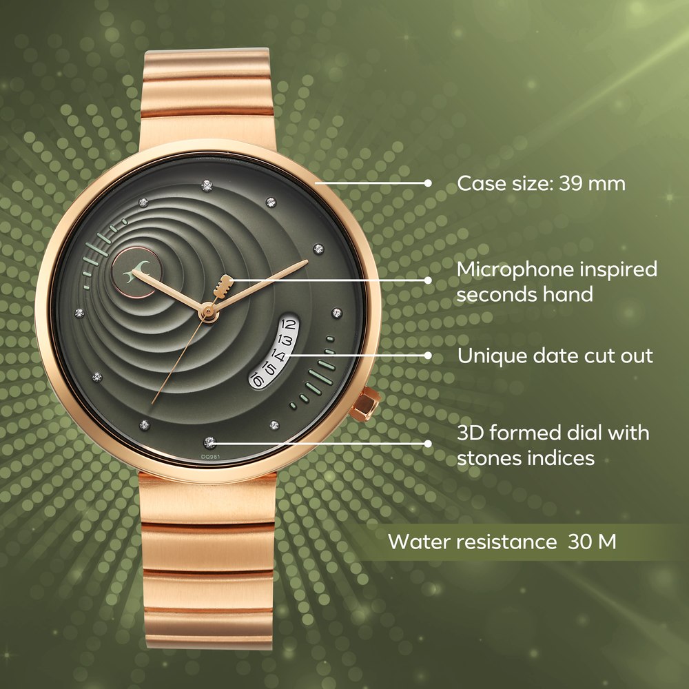 Buy Online Fastrack Groove Quartz Analog with Date Green Dial Girls ...