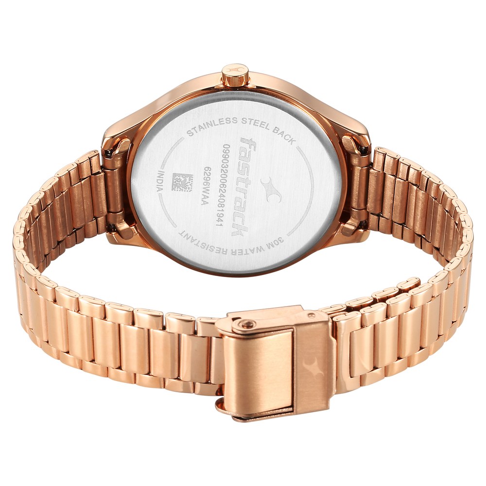 Buy Online Fastrack Stunners Quartz Analog Green Dial Rose Gold Metal ...