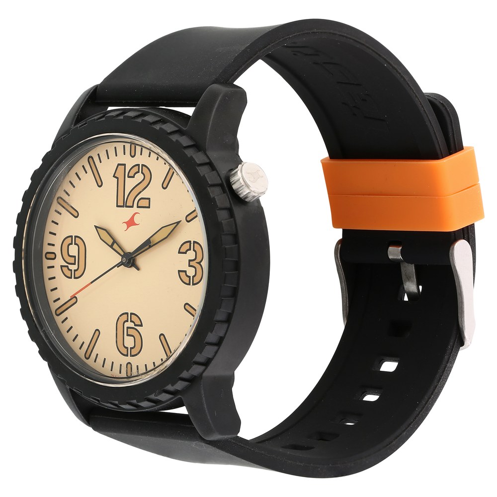 Buy Online Fastrack Tees Quartz Analog Beige Dial Plastic Strap Unisex ...