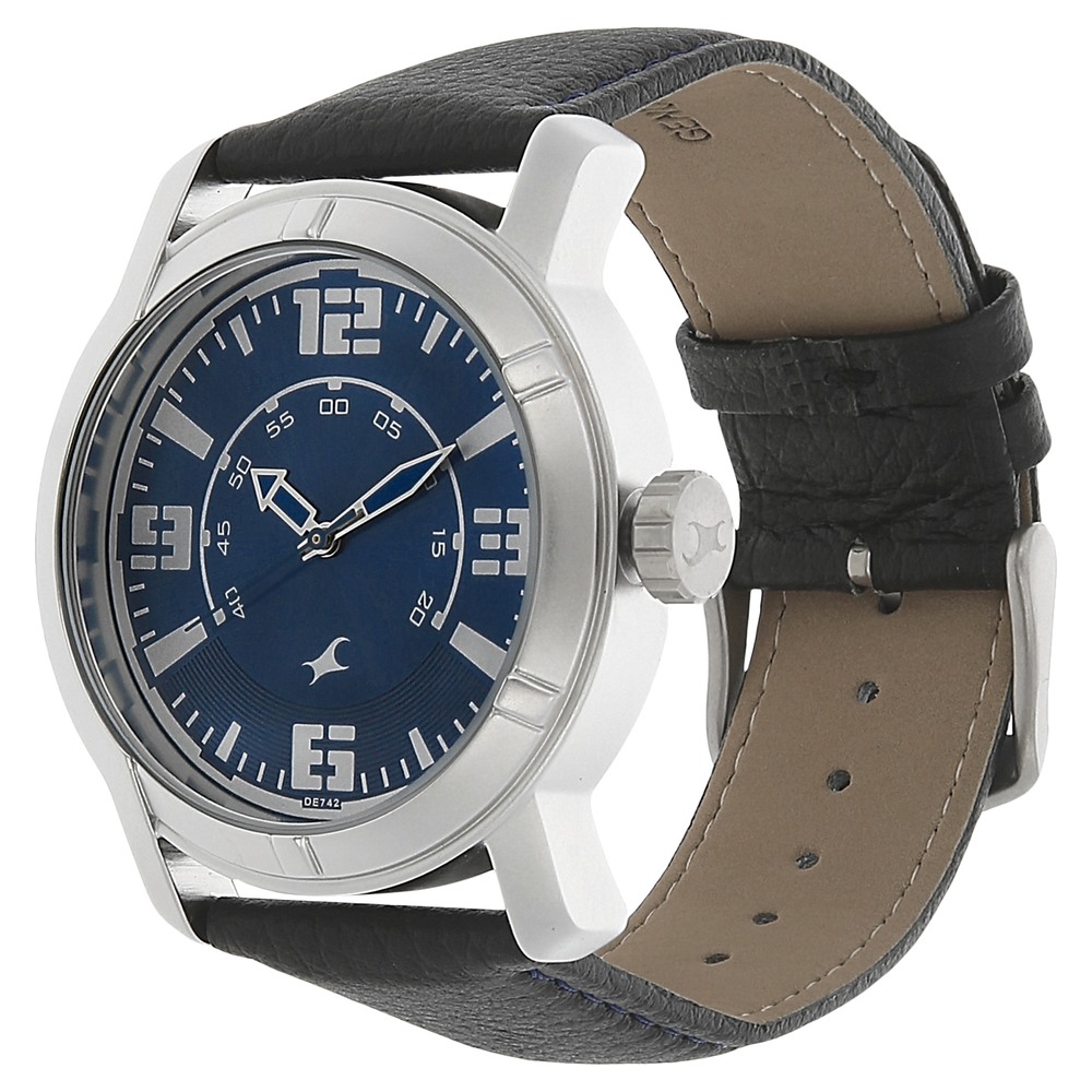 Buy Online Fastrack Quartz Analog Blue Dial Leather Strap Watch for ...