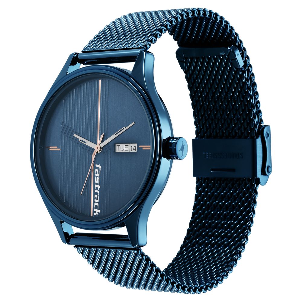 Buy Online Fastrack Style Up Quartz Analog with Day and Date Blue Dial ...