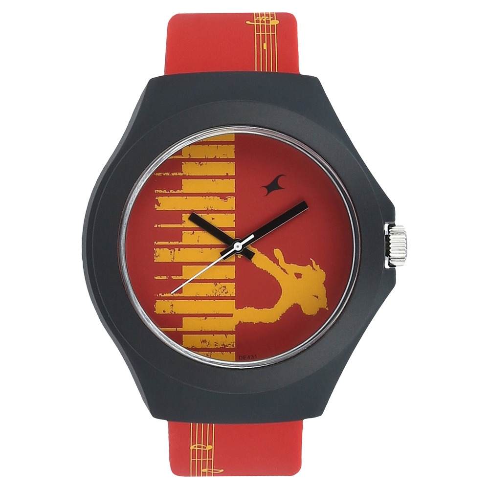 Fastrack Tees Quartz Analog Red Dial Polyurethane Strap Unisex Watch