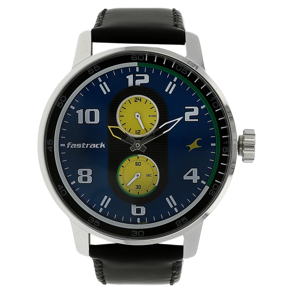 Buy Online Fastrack Quartz Analog Grey Dial Leather Strap Watch for ...