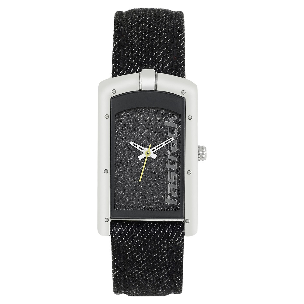 Buy Online Fastrack Denim Quartz Analog Black Dial Denim Strap Watch ...