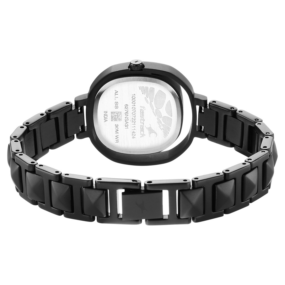 Buy Online Fastrack Opulence Quartz Analog Black Dial Metal Strap Watch ...