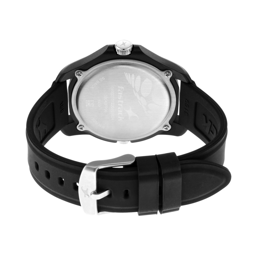 Buy Online Fastrack Dual Time Quartz Analog Black Dial Silicone Strap ...