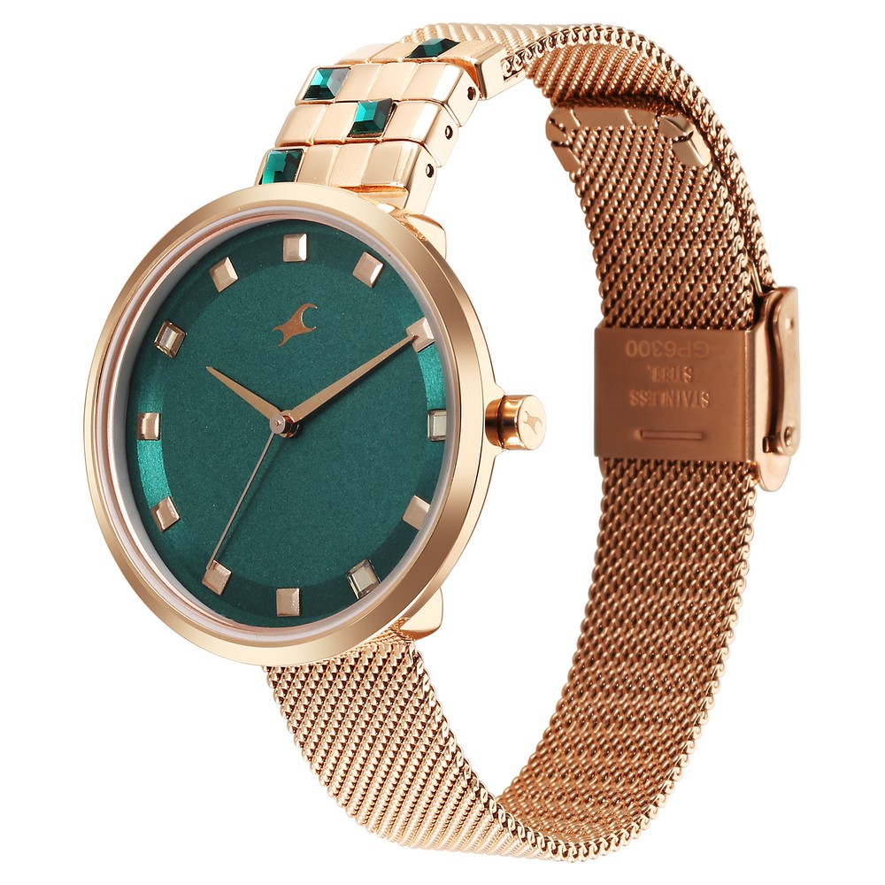 Buy Online Fastrack Fleek Quartz Analog Green Dial Stainless Steel ...