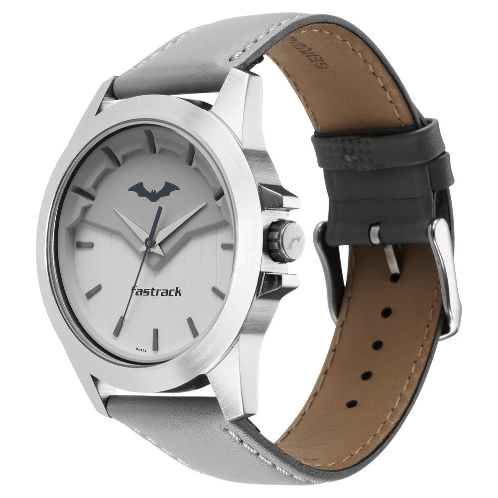 Buy Online Fastrack Batman Quartz Analog Grey Dial Leather Strap Watch ...