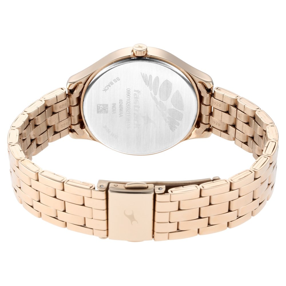 Buy Online Fastrack Stunners Quartz Analog Rose gold Dial Metal Strap ...
