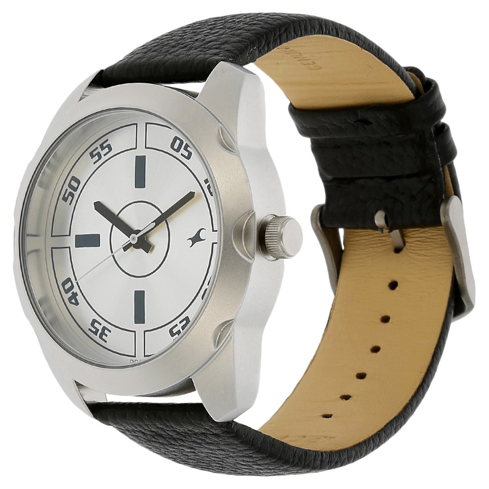 Buy Online Fastrack Quartz Analog Silver Dial Leather Strap Watch for ...