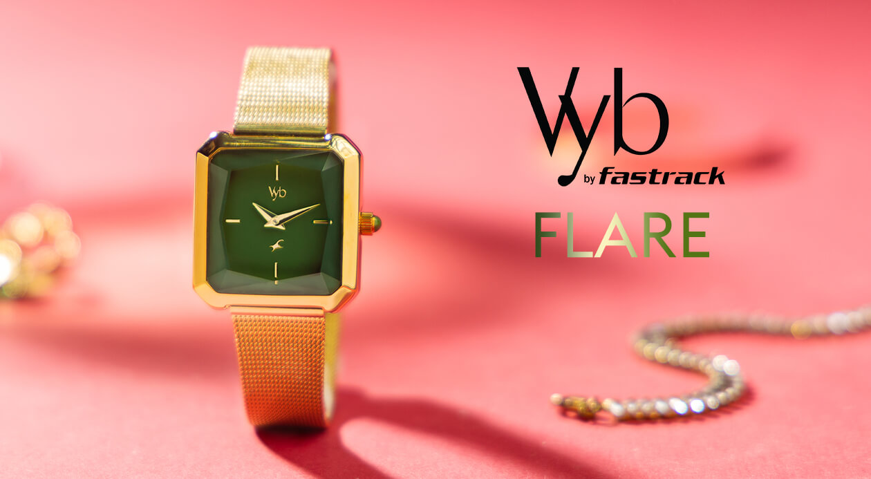 Buy Online Fastrack Vyb Flare Quartz Analog Green Dial Stainless Steel ...