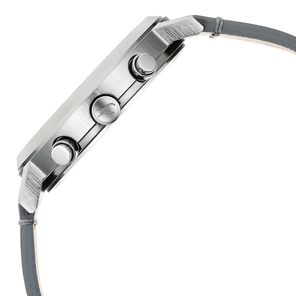 Buy Online Fastrack Tick Tock Quartz Analog Grey Dial With Grey Leather ...