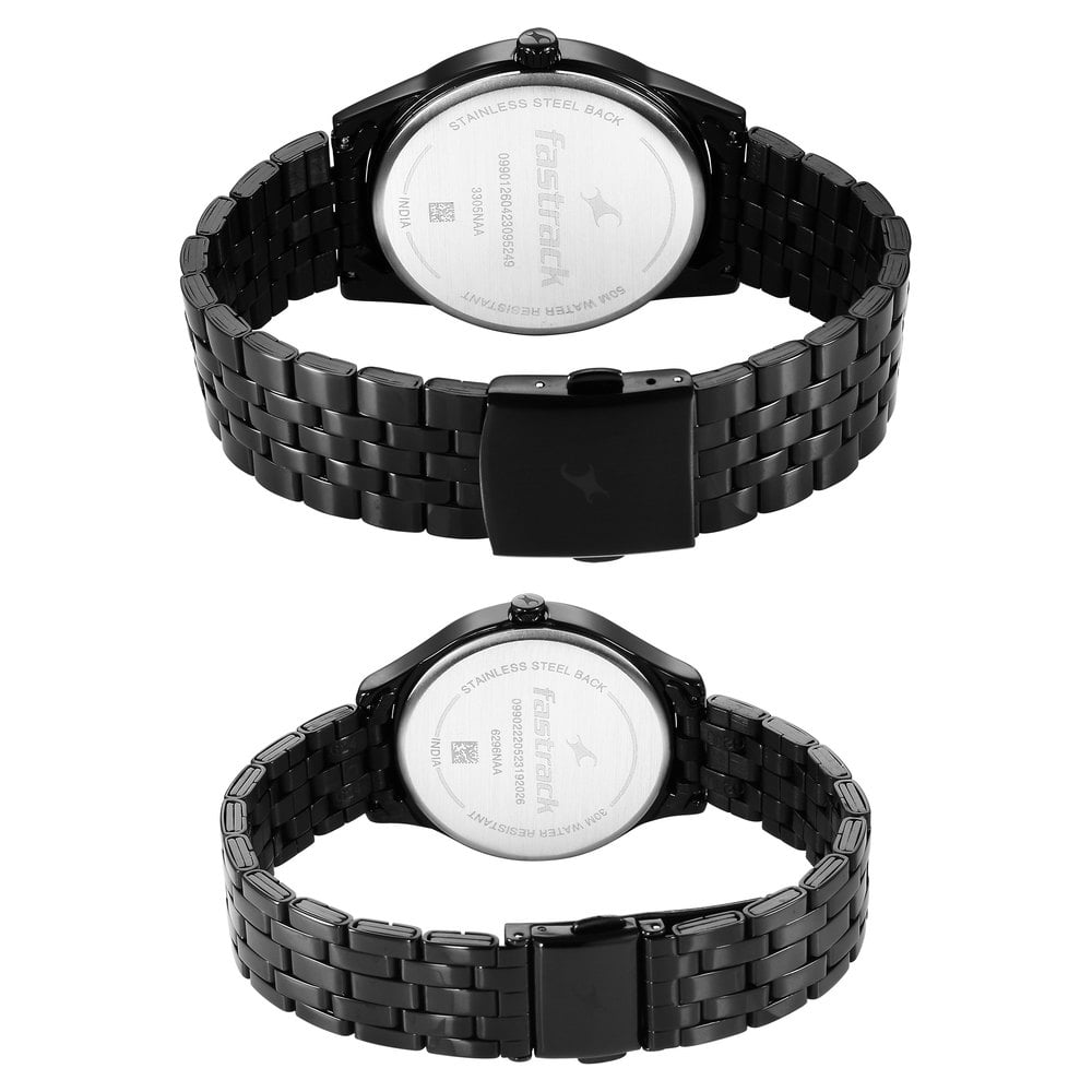 Buy Online Fastrack Mixmatched Quartz Analog Black Dial Black Stainless ...
