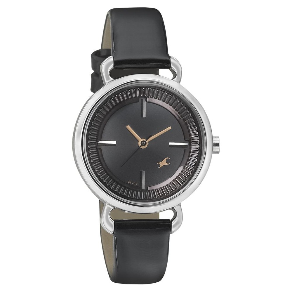 Buy Online Fastrack Quartz Analog Black Dial Leather Strap Watch for ...