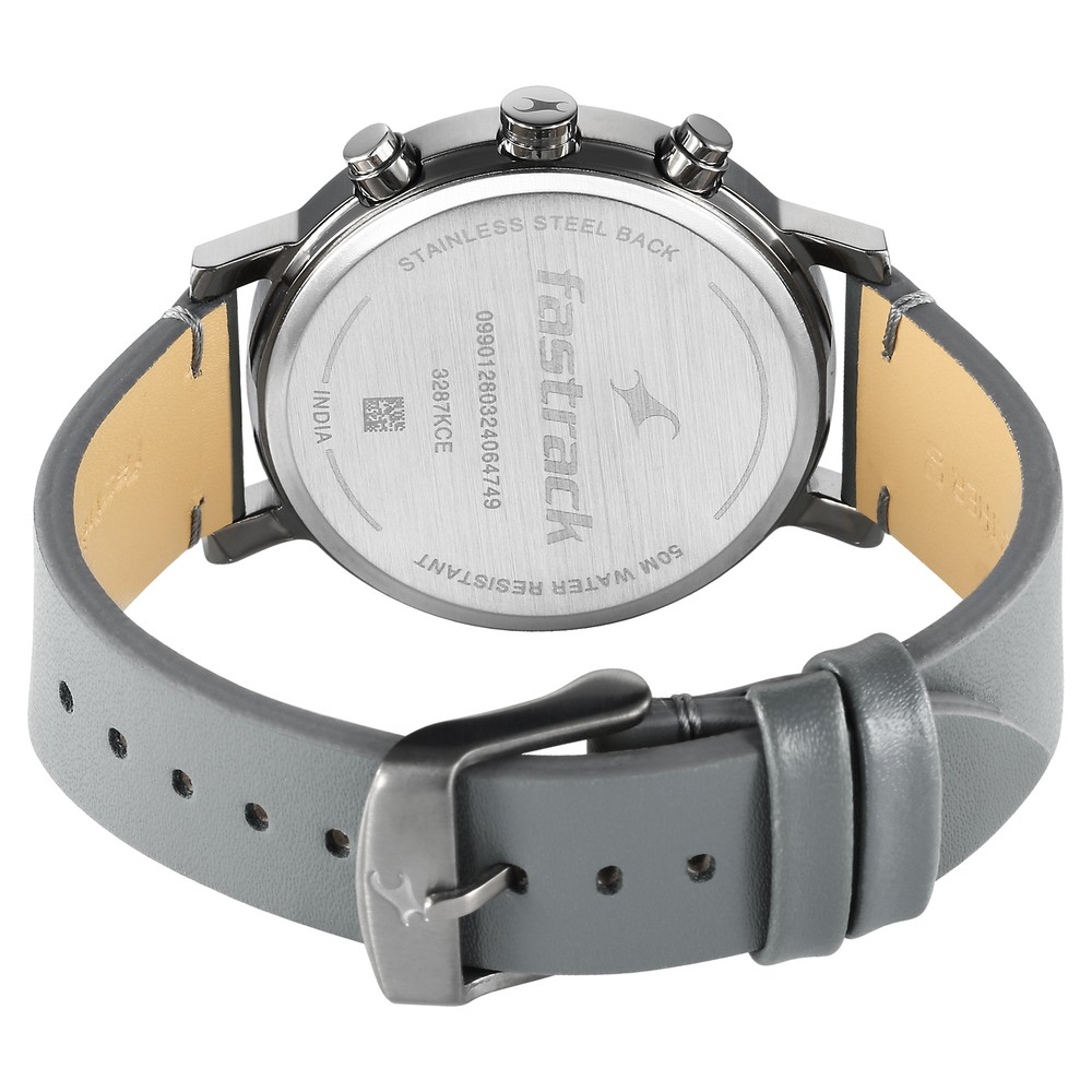 Buy Online Fastrack Tick Tock Quartz Analog Grey Dial With Grey Leather ...