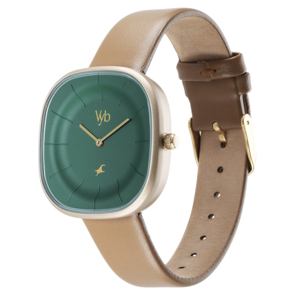 Buy Online Fastrack Vyb Successor Quartz Analog Green Dial Leather ...