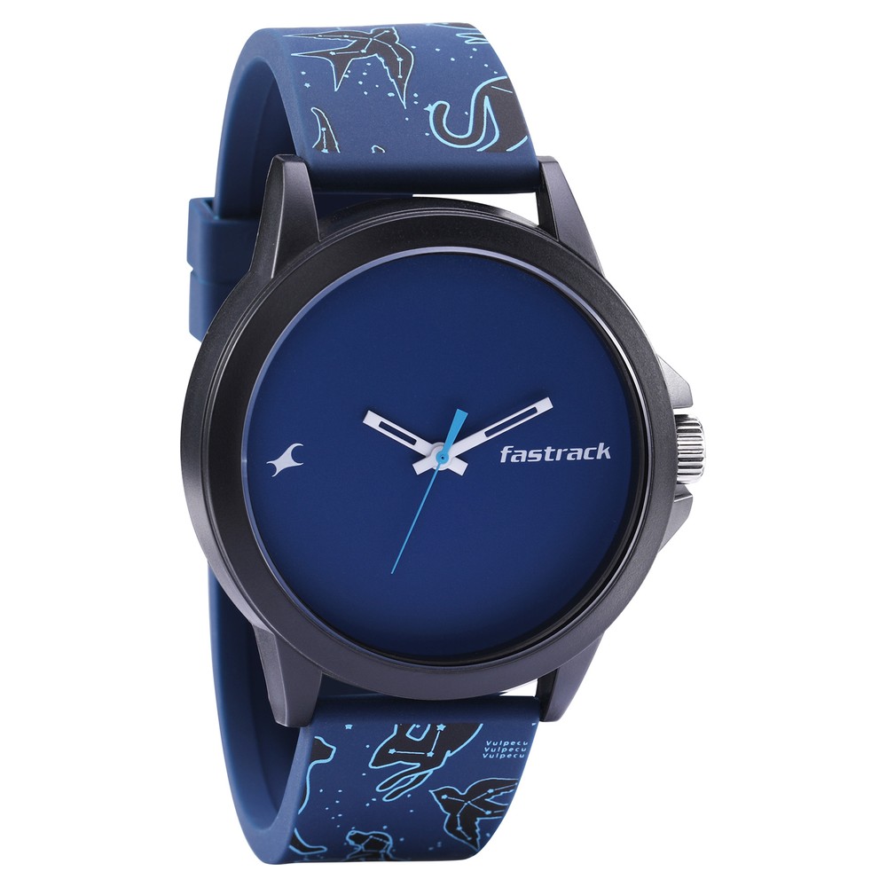 Buy Online Fastrack Space Rover Quartz Analog Blue Dial Silicone Strap ...