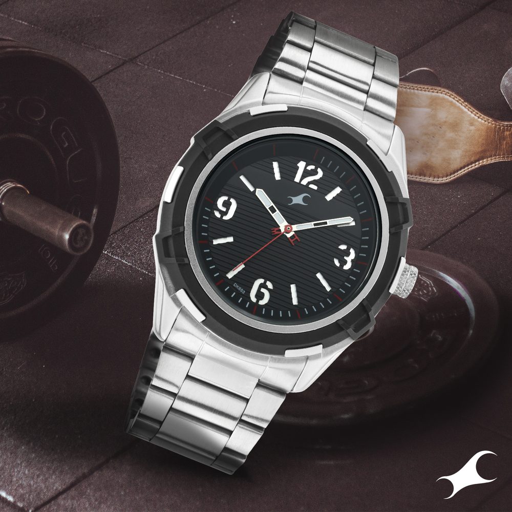 Buy Online Fastrack Fastfit Quartz Analog Black Dial Stainless Steel ...