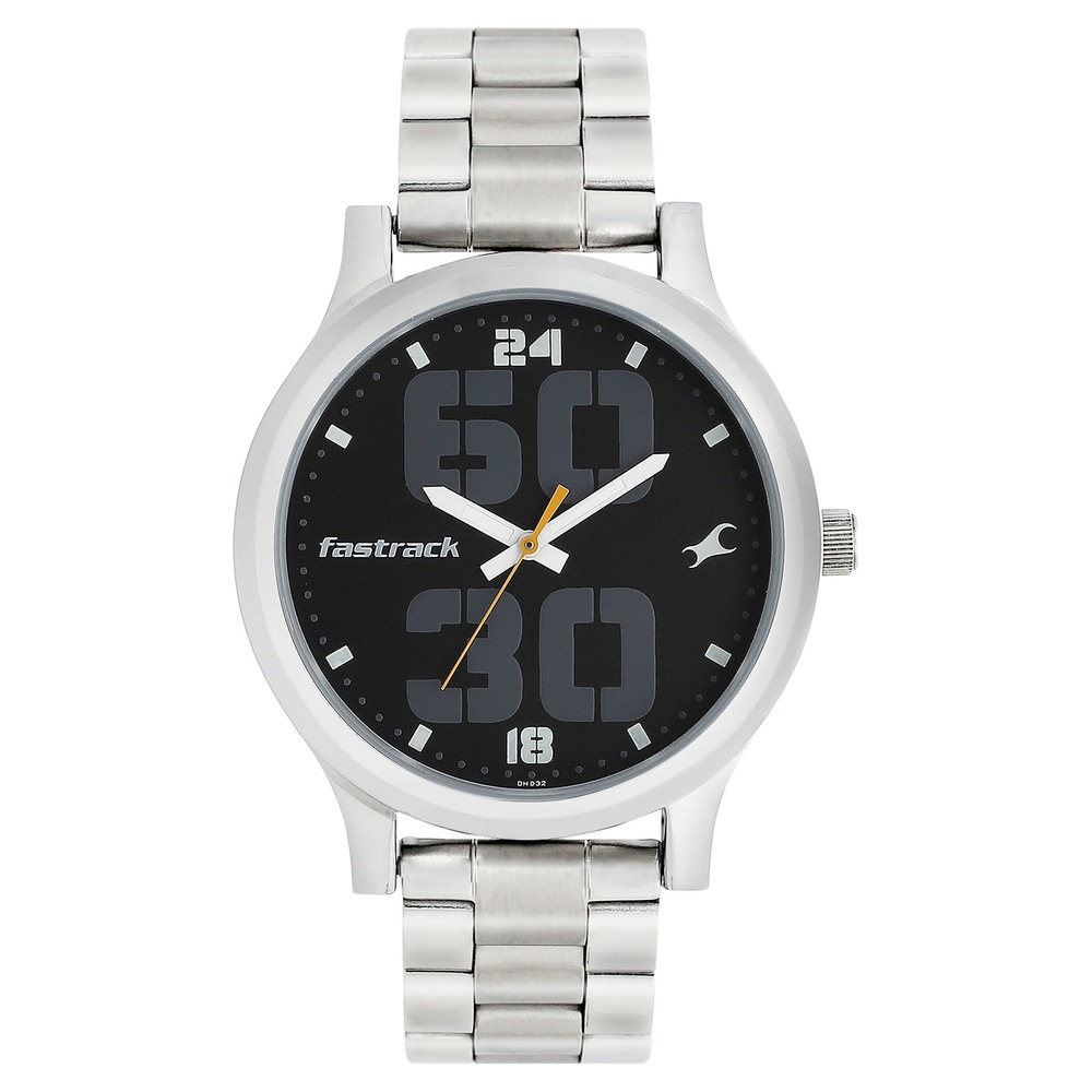 Buy Online Fastrack Bold Quartz Analog Black Dial Stainless Steel Strap ...
