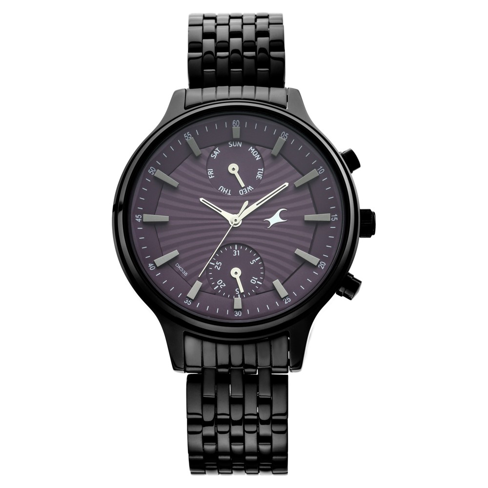 Buy Online Fastrack Ruffles Quartz Multifunction Purple Dial Stainless ...